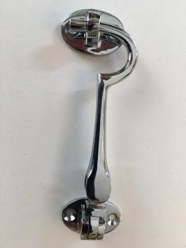 Cabine haak - haak als windhaak sluiting , chrome, 11 cm